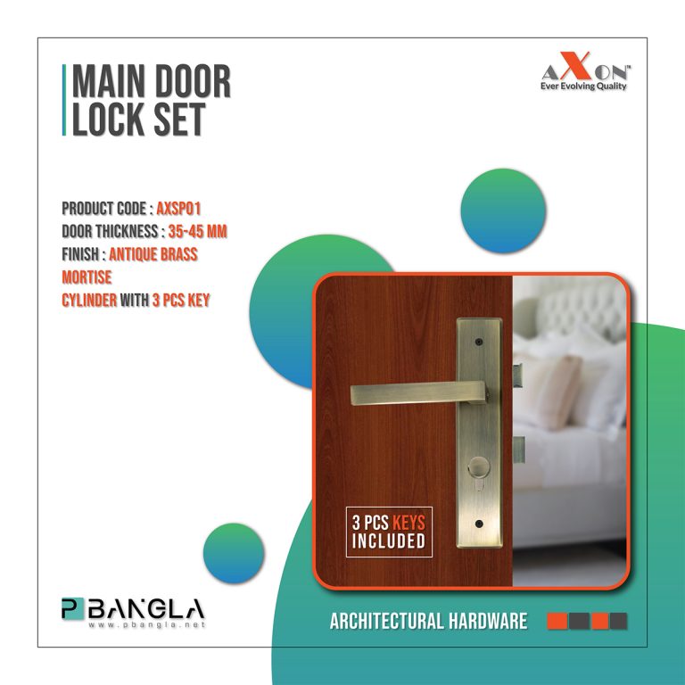 Axon Main Door Lock Set With Plate AB | PBANGLA.NET