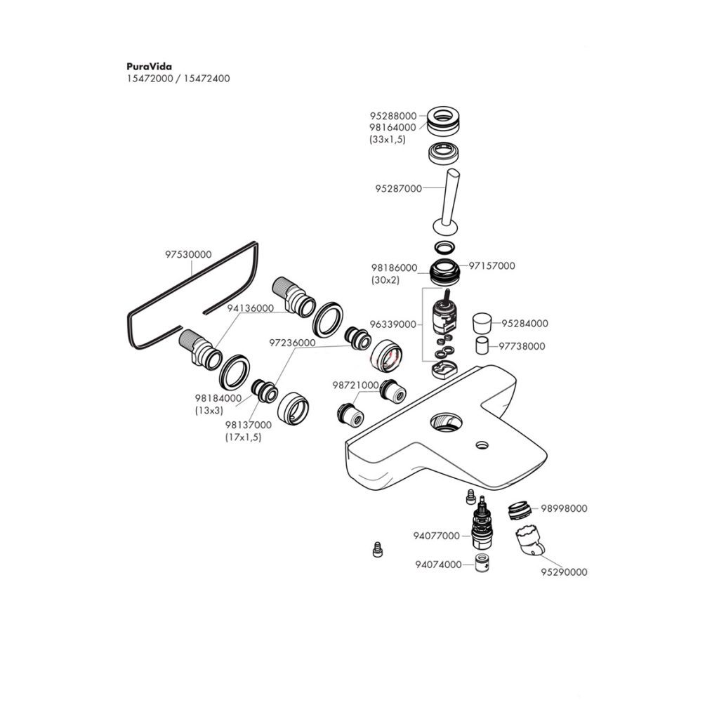 Hansgrohe PuraVida Single Lever Bath Mixer For Exposed Installation ...